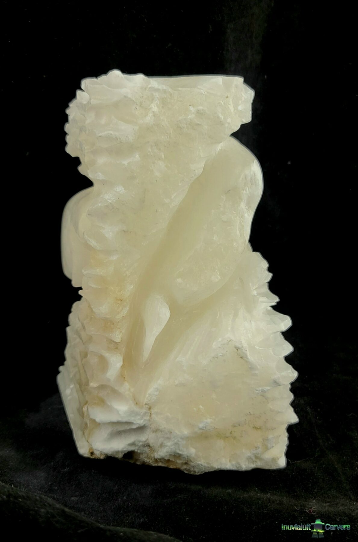 White Alabaster Beluga Whale Carving - Inuit Art - Inuvialuk Artist
